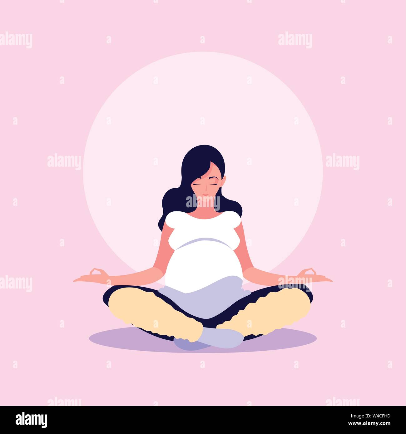 woman pregnant lotus position avatar character vector illustration ...
