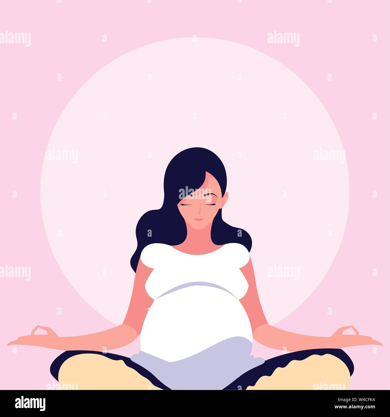woman pregnant lotus position avatar character vector illustration ...
