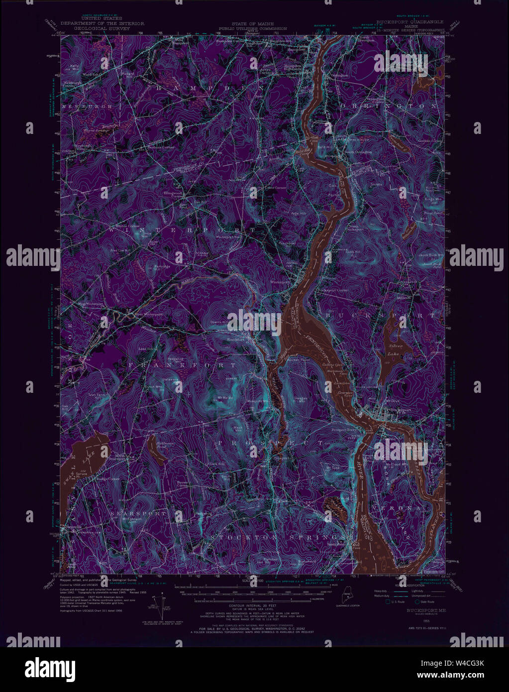 Maine USGS Historical Map Bucksport 306499 1955 62500 Inversion ...