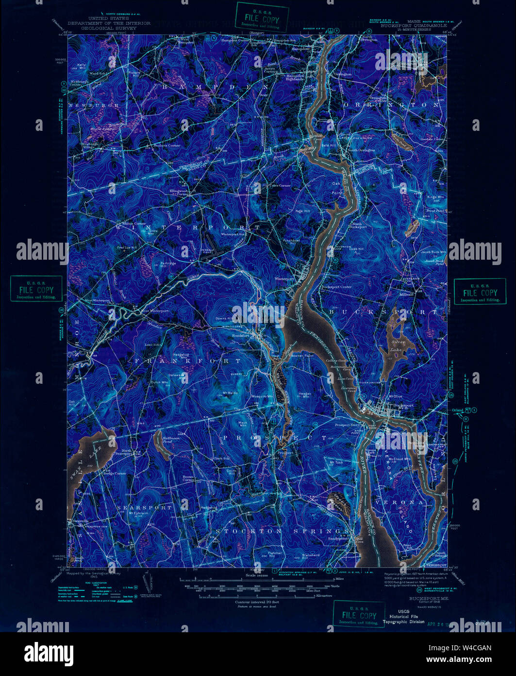 Maine USGS Historical Map Bucksport 460267 1948 62500 Inversion ...