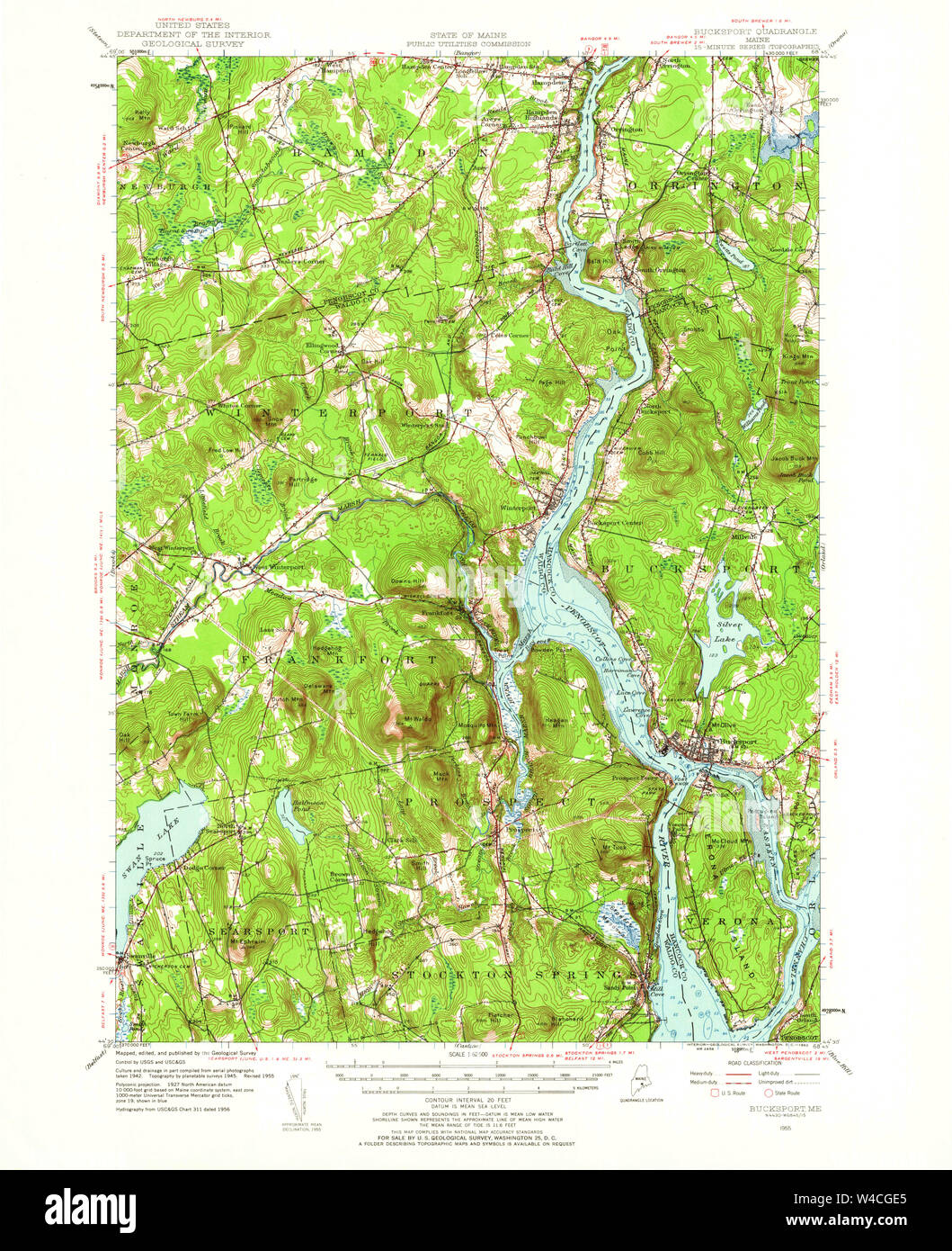 Maine USGS Historical Map Bucksport 460270 1955 62500 Restoration Stock ...