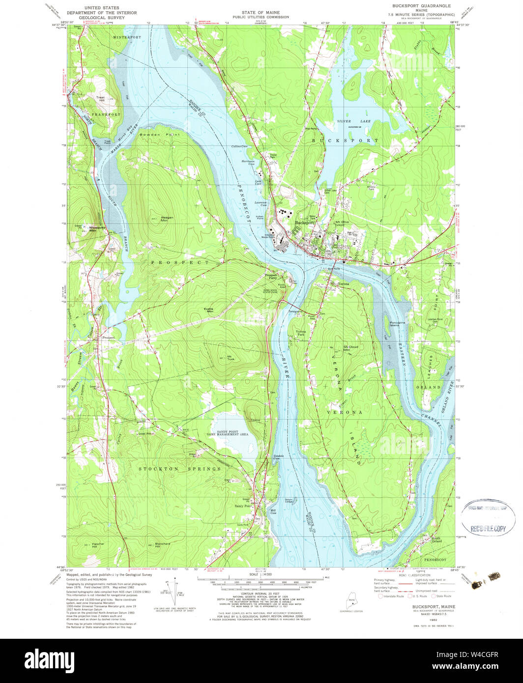 Maine USGS Historical Map Bucksport 460271 1982 24000 Restoration Stock ...