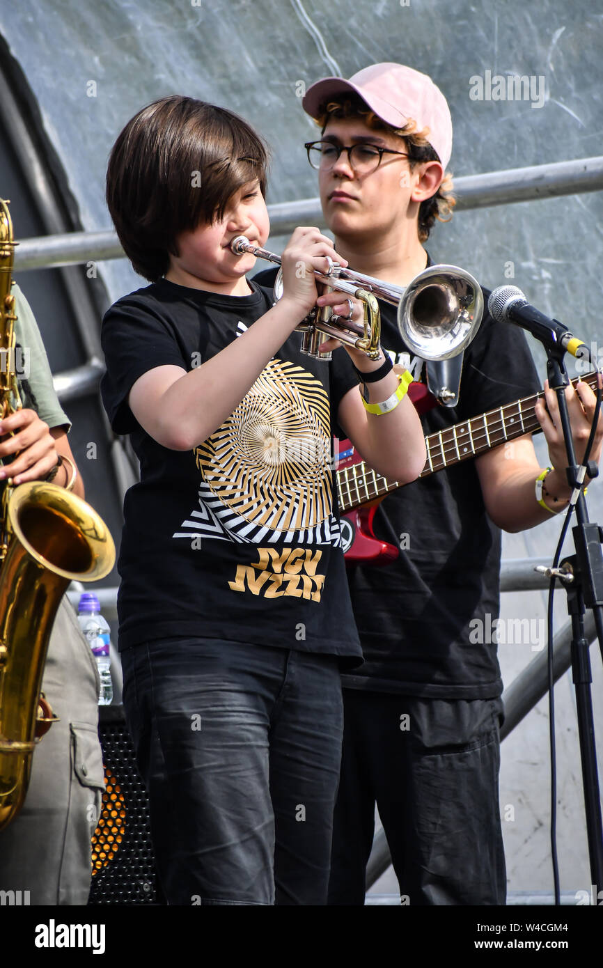 London, UK. 21th July, 2019. Rolling Brook School Band performs at the ...