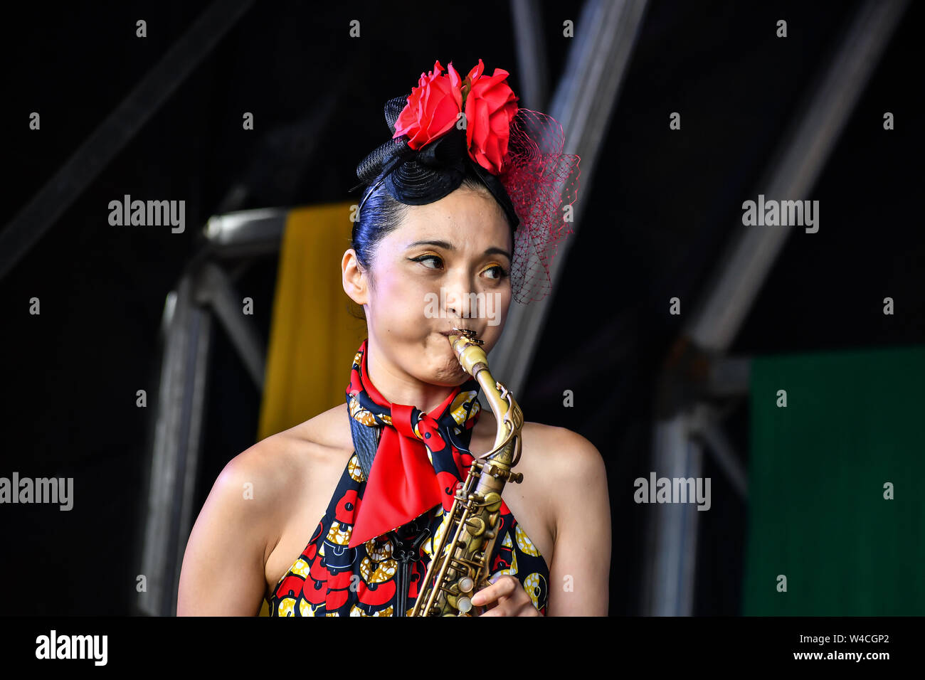 London, UK. 21th July, 2019. Dennis Alcapone perfroms at the Lambeth ...