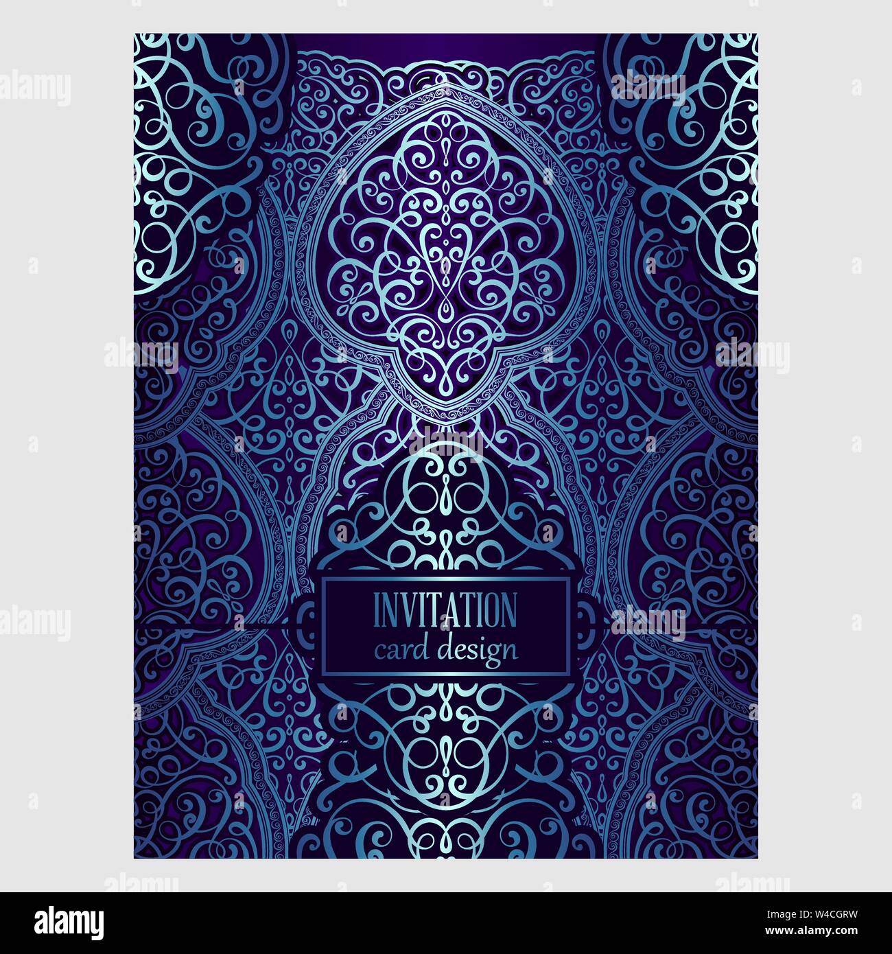 Wedding invitation card with blue shiny eastern and baroque rich ... Wedding invitation card with blue shiny eastern and baroque rich ...