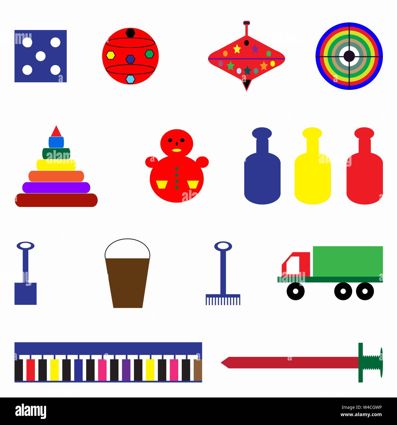 a collection of children's toys symbols vector illustration Stock ...