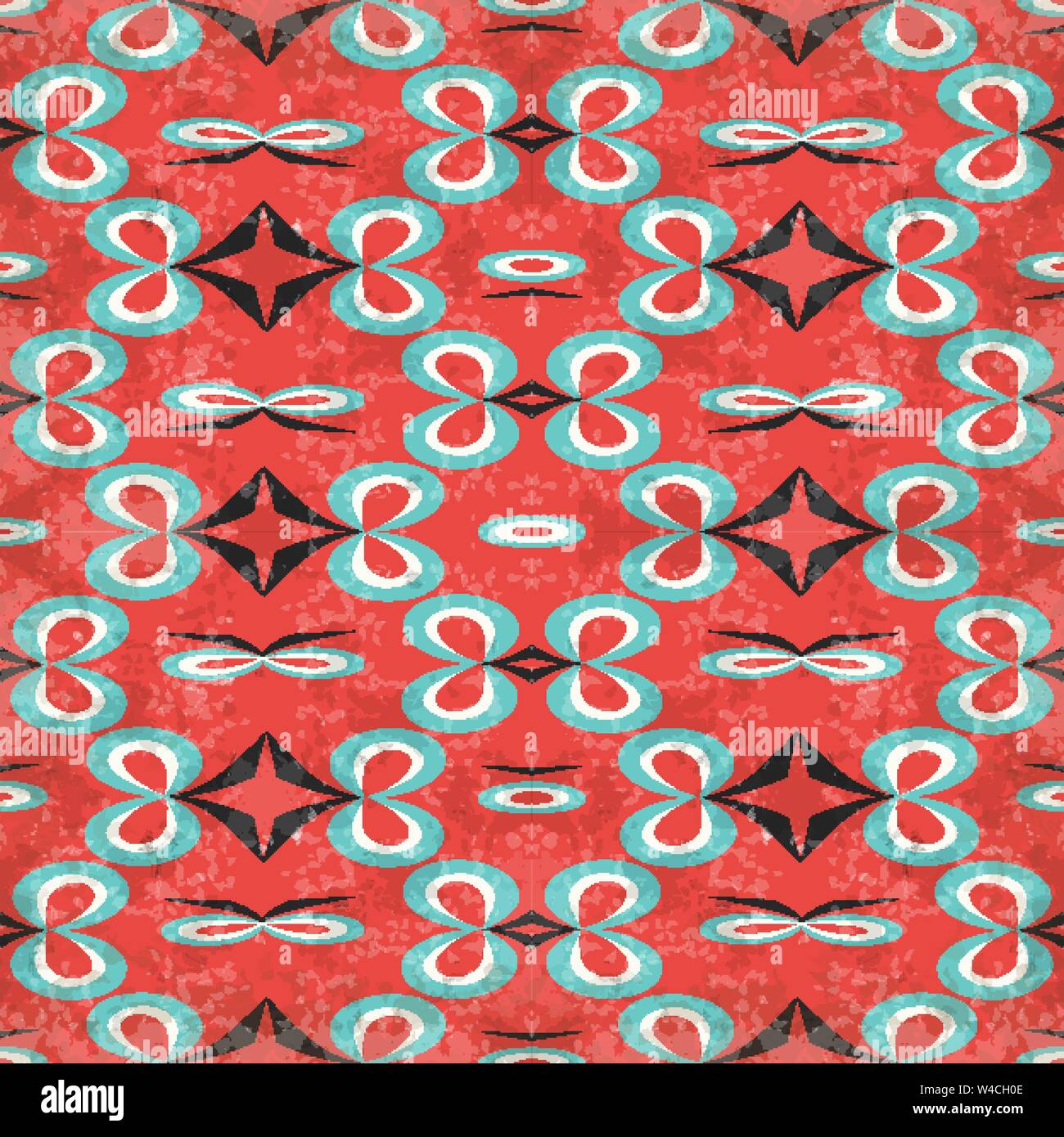 abstract objects on a red background in retro style grunge effect ...