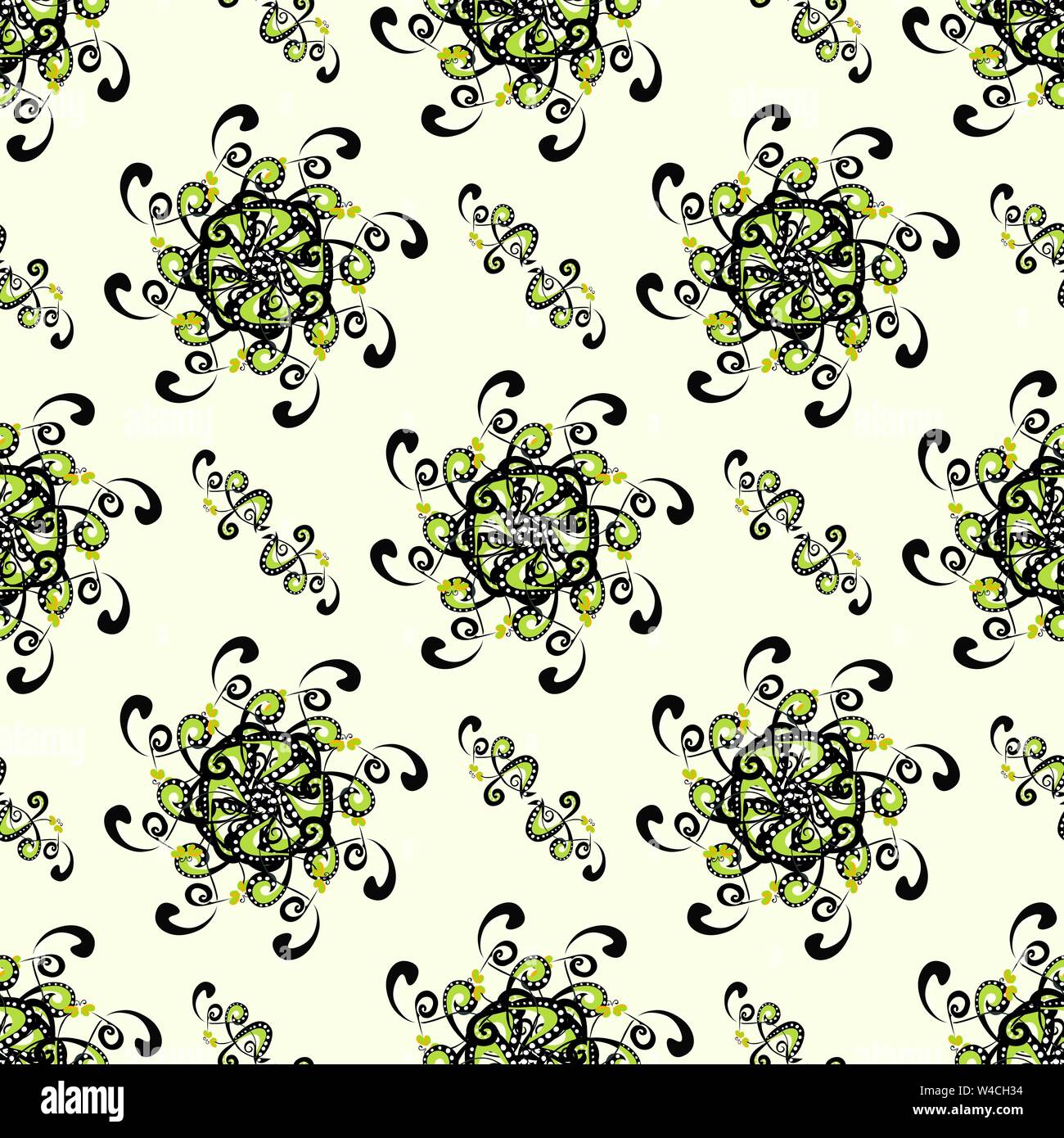 green abstract flowers on a light background pattern seamless vector ...