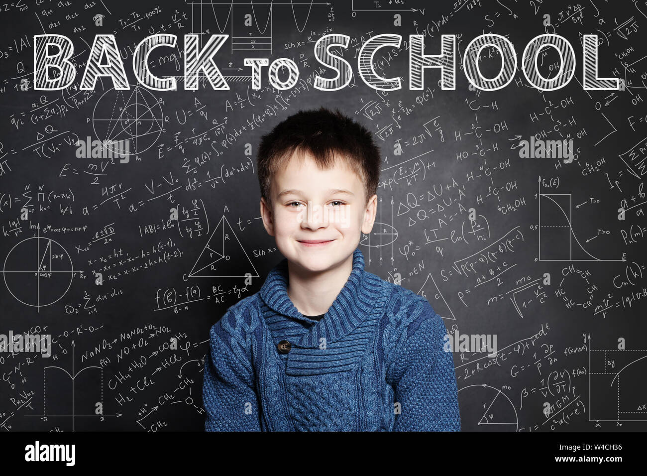 Smart cute boy thinking math hi-res stock photography and images - Alamy