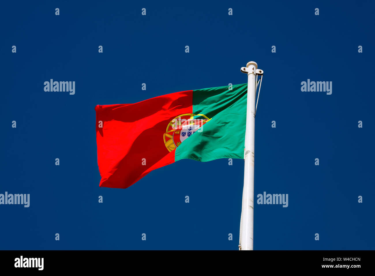 Portuguese flag, red, green, blue sky, primary colors, Europe, Portugal ...