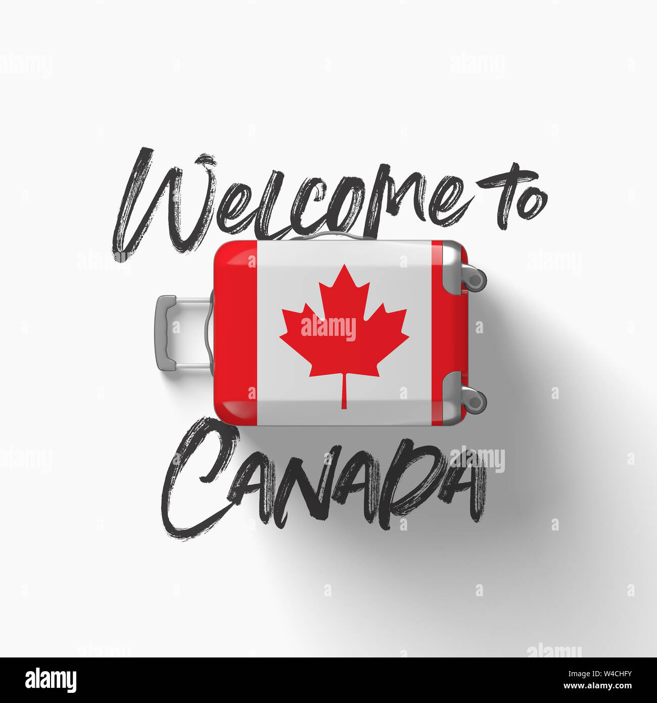 Welcome to Canada. national flag on a travel suitcase. 3D Render Stock ...