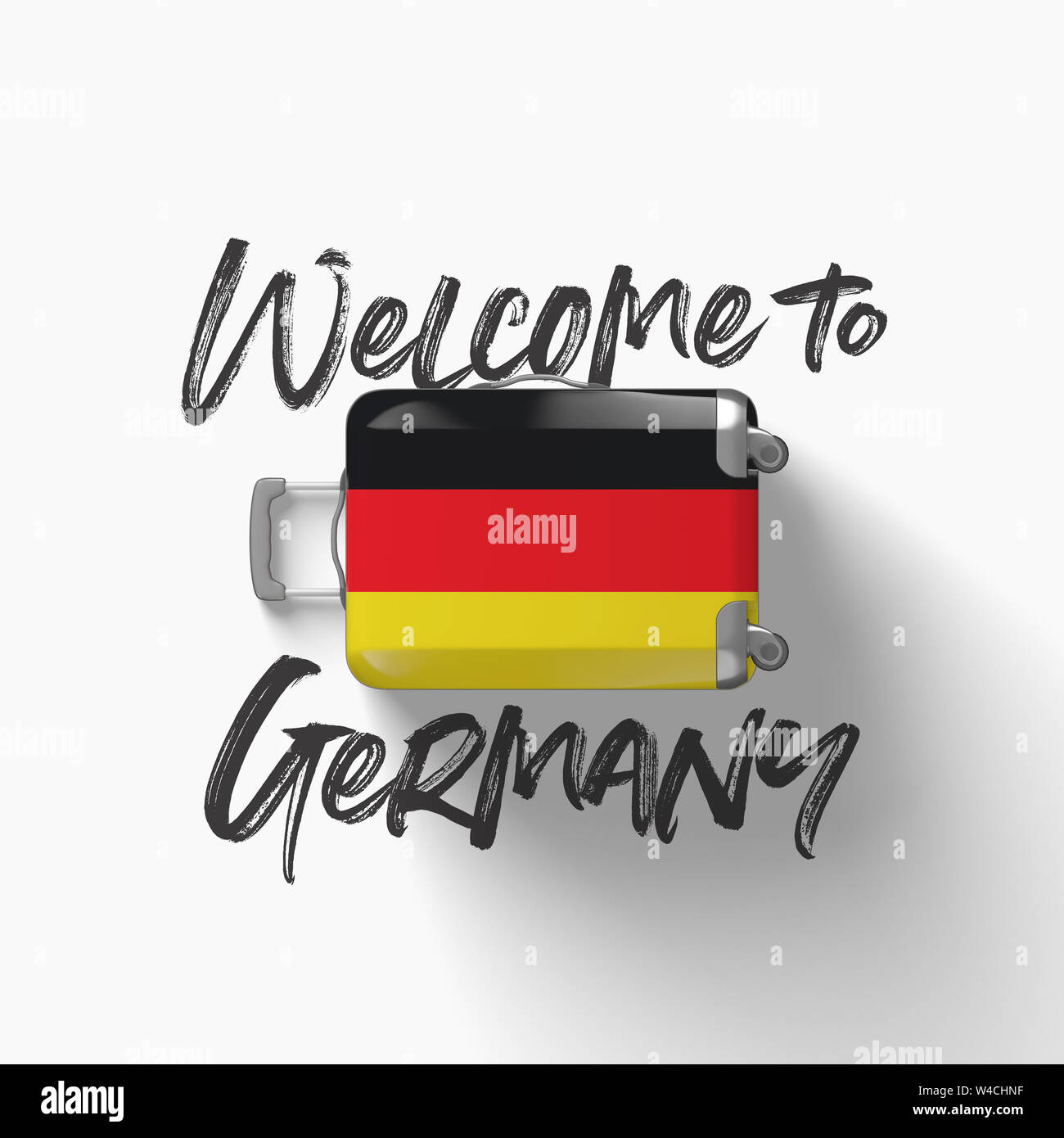 Welcome to Germany. national flag on a travel suitcase. 3D Render Stock ...