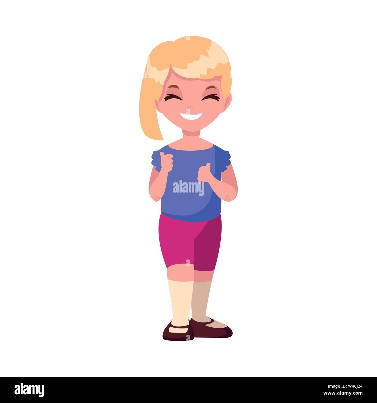 cute little girl standing character vector illustration Stock Vector ...