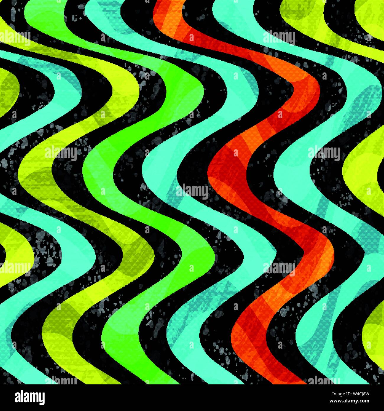 undulating colored lines on a black background. abstract geometric ...