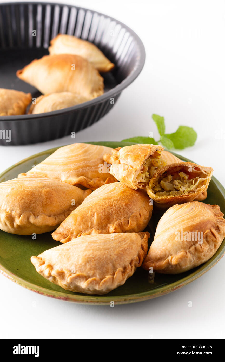 South east Asia origin food concept homemade chicken Curry puffs on ...
