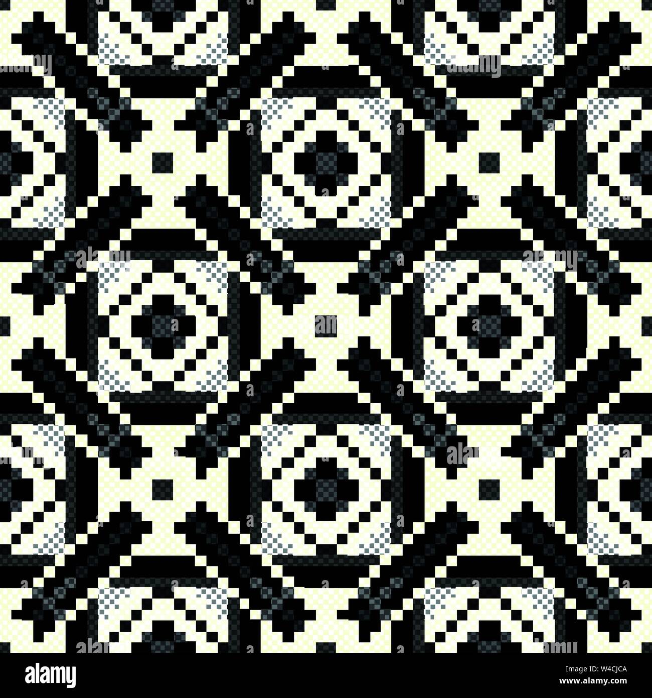 pixel monochrome beautiful seamless pattern vector illustration Stock ...