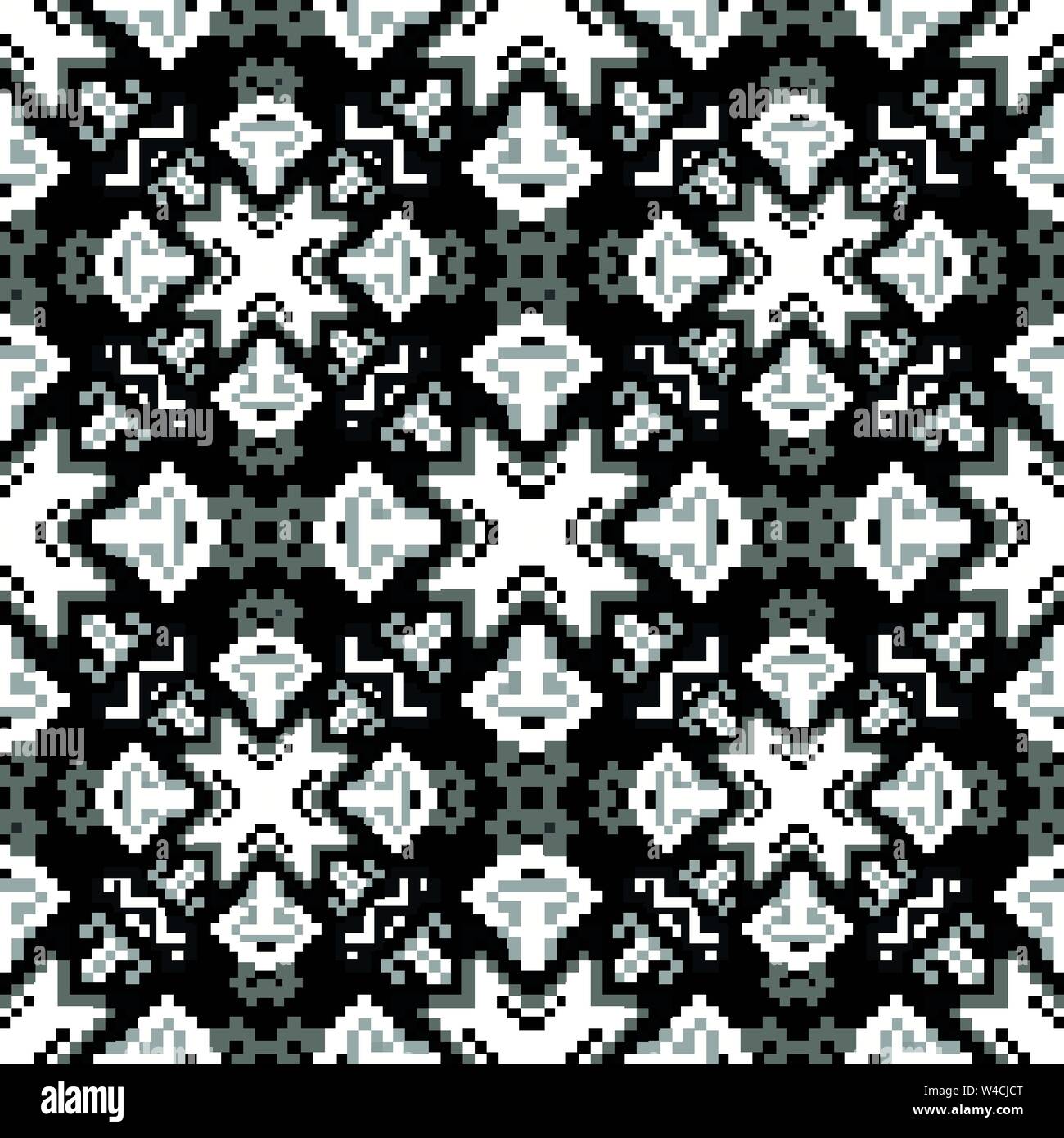 monochrome pixels geometric abstract seamless pattern Stock Vector ...
