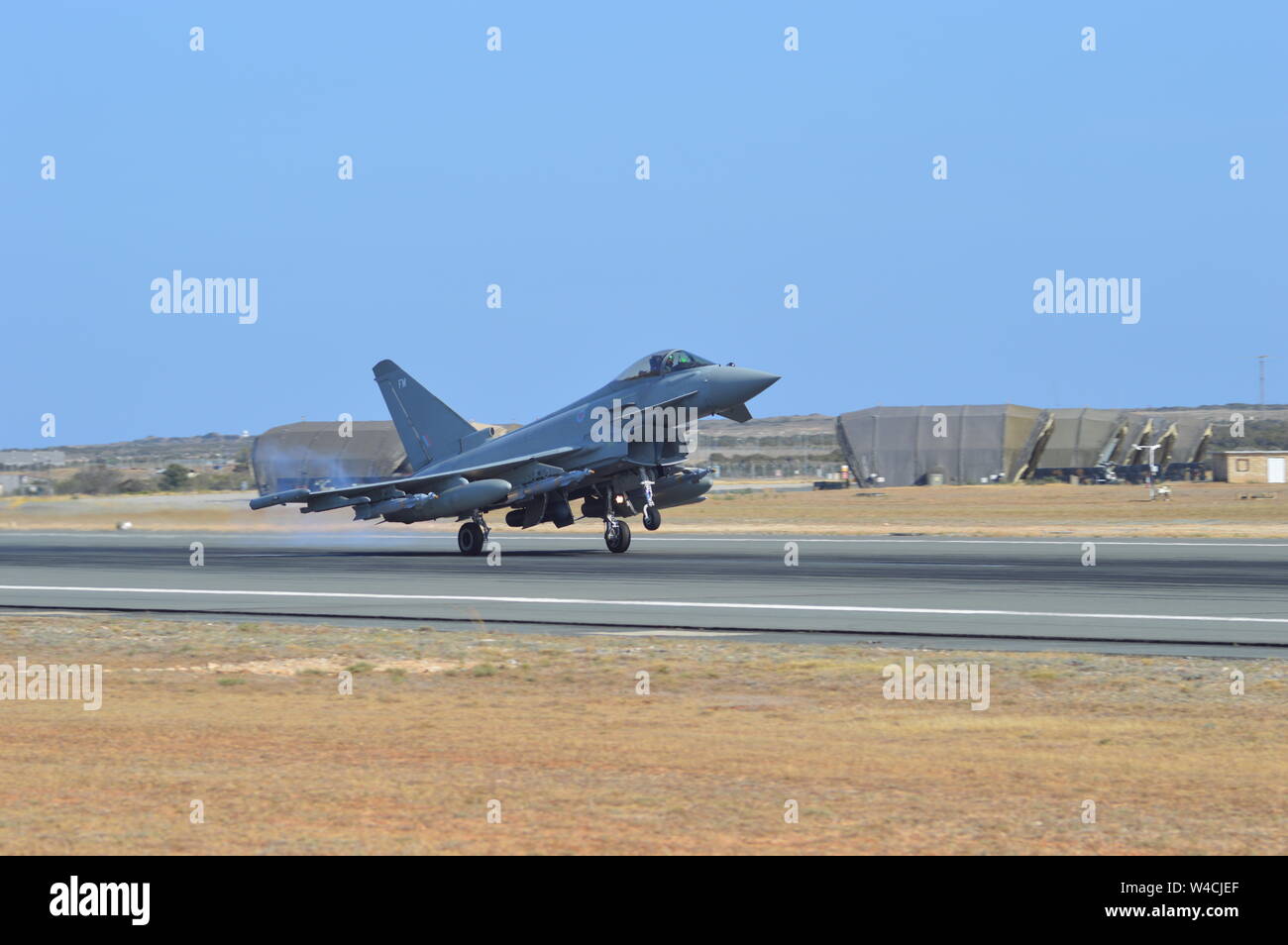 Royal Air Force Typhoons taking off from RAF Akrotiri for Operation ...