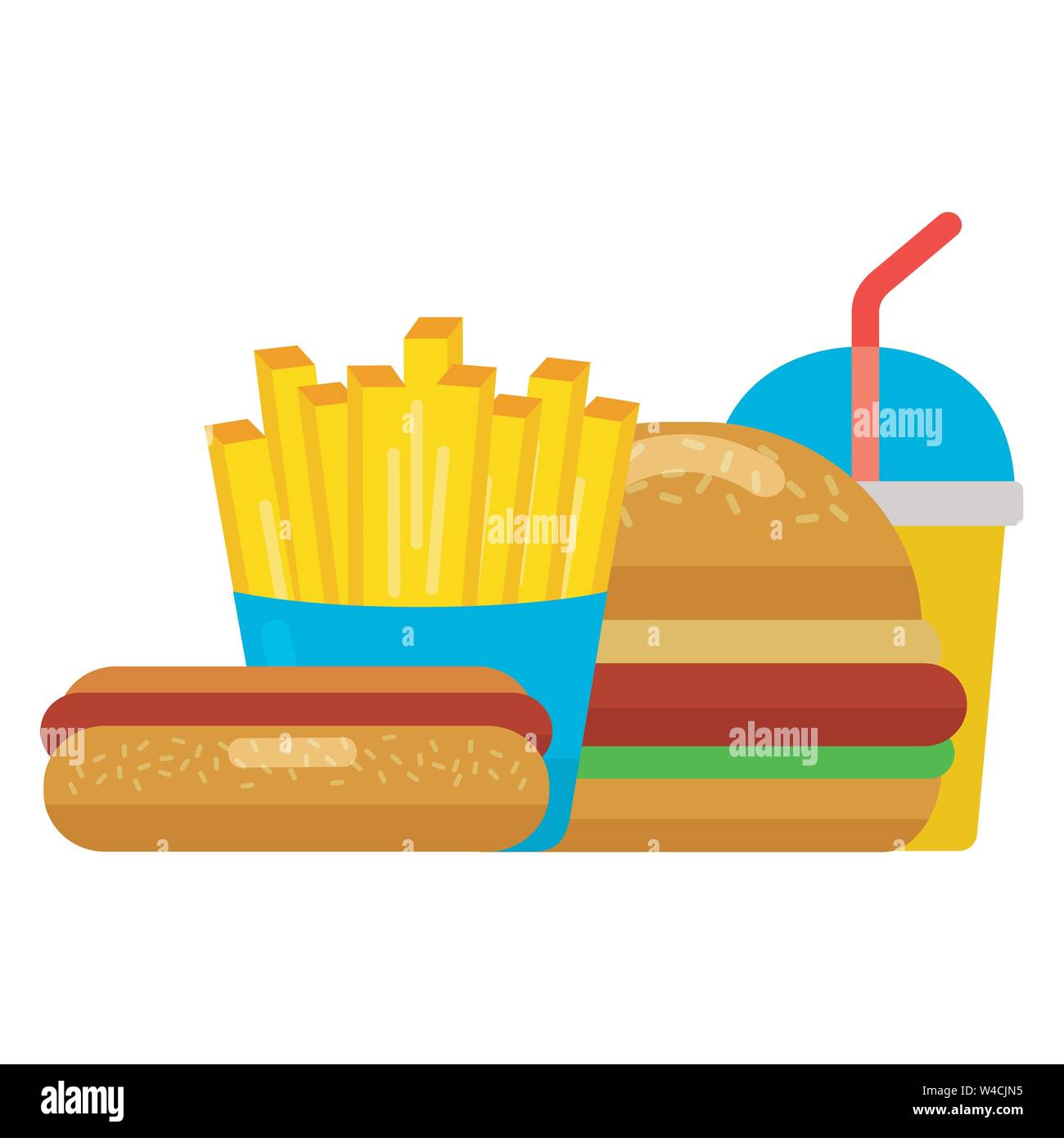 fast food burger hot dog french fries soda Stock Vector Image & Art - Alamy