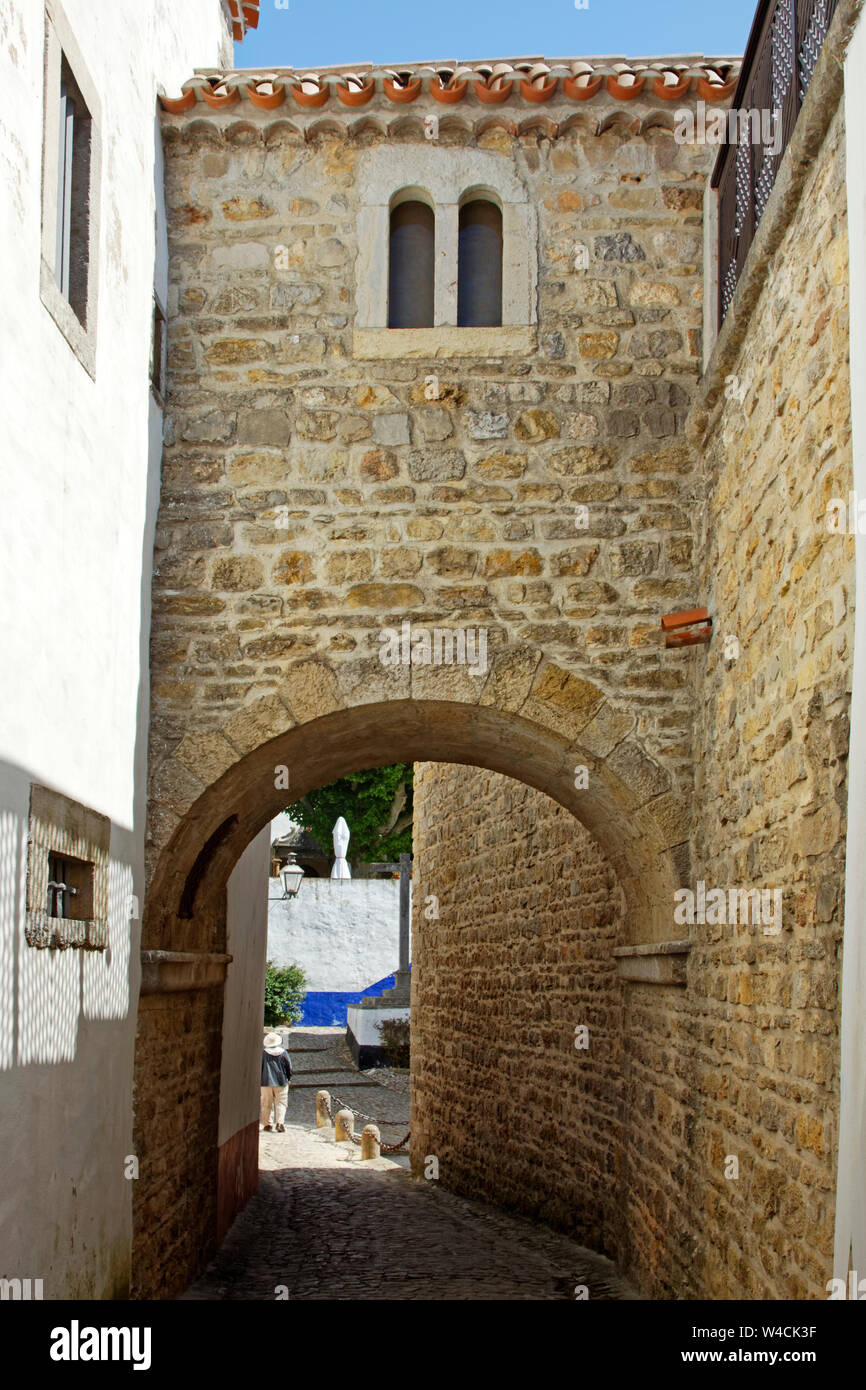 old town wall, arch, stone, fortification, traditional Portuguese town ...