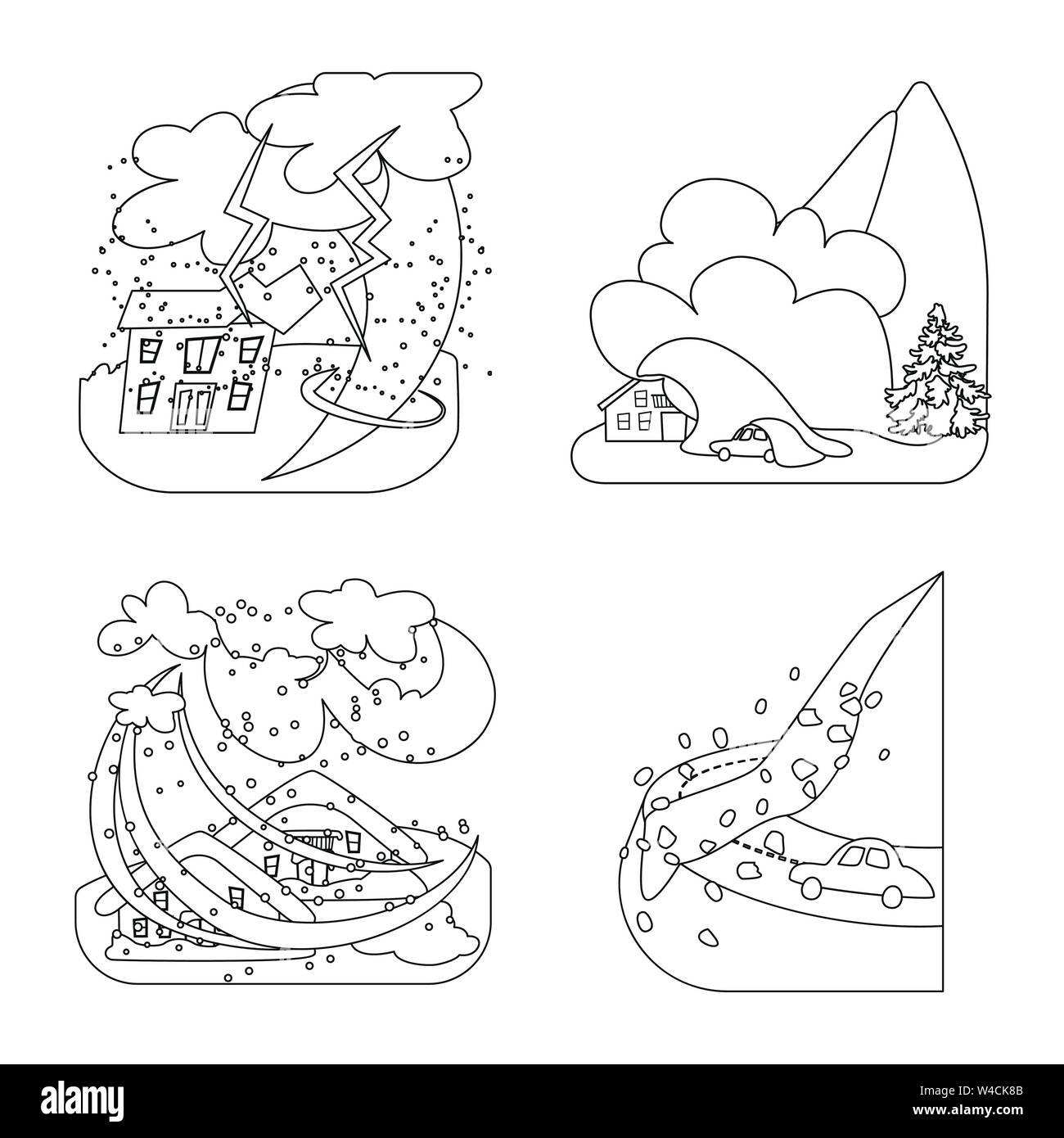 Vector design of cataclysm and disaster sign. Set of cataclysm and ...