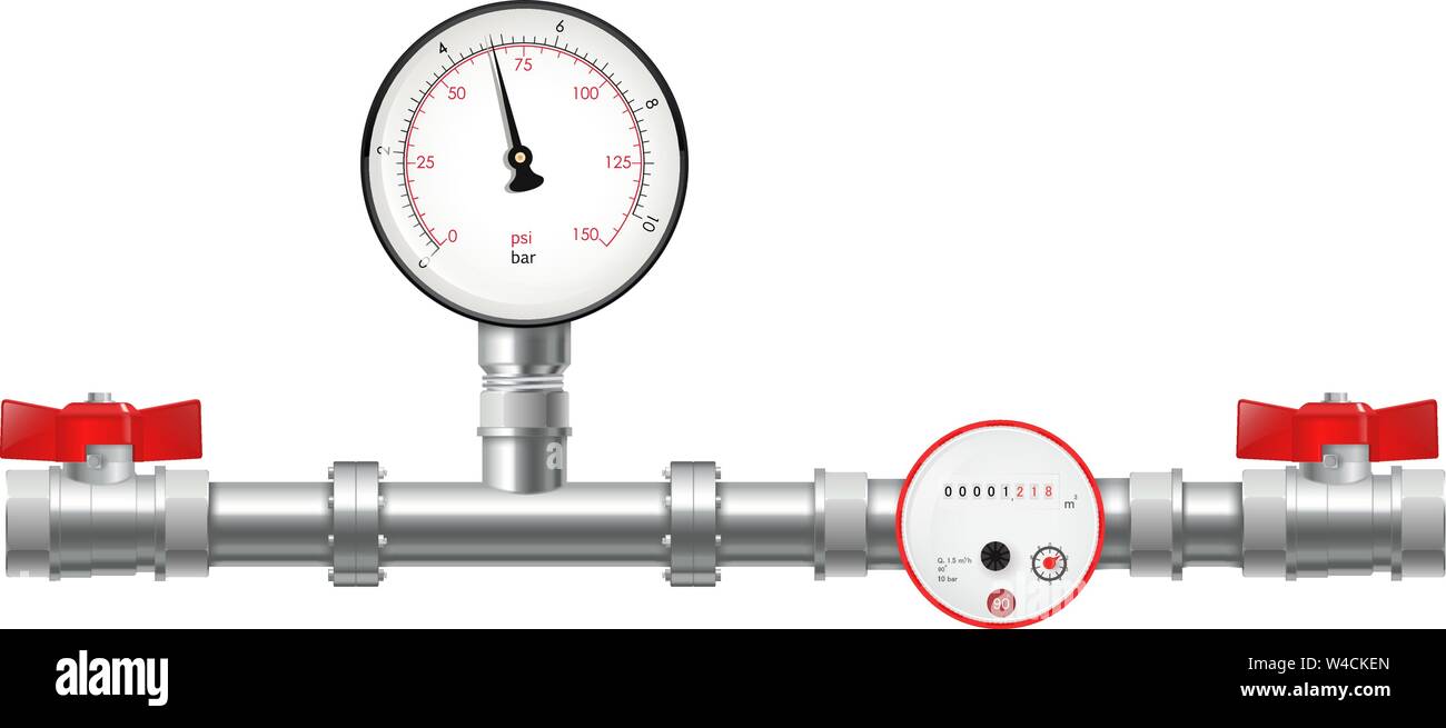 Industrial pressure manometer on metal tube Stock Vector Image & Art ...
