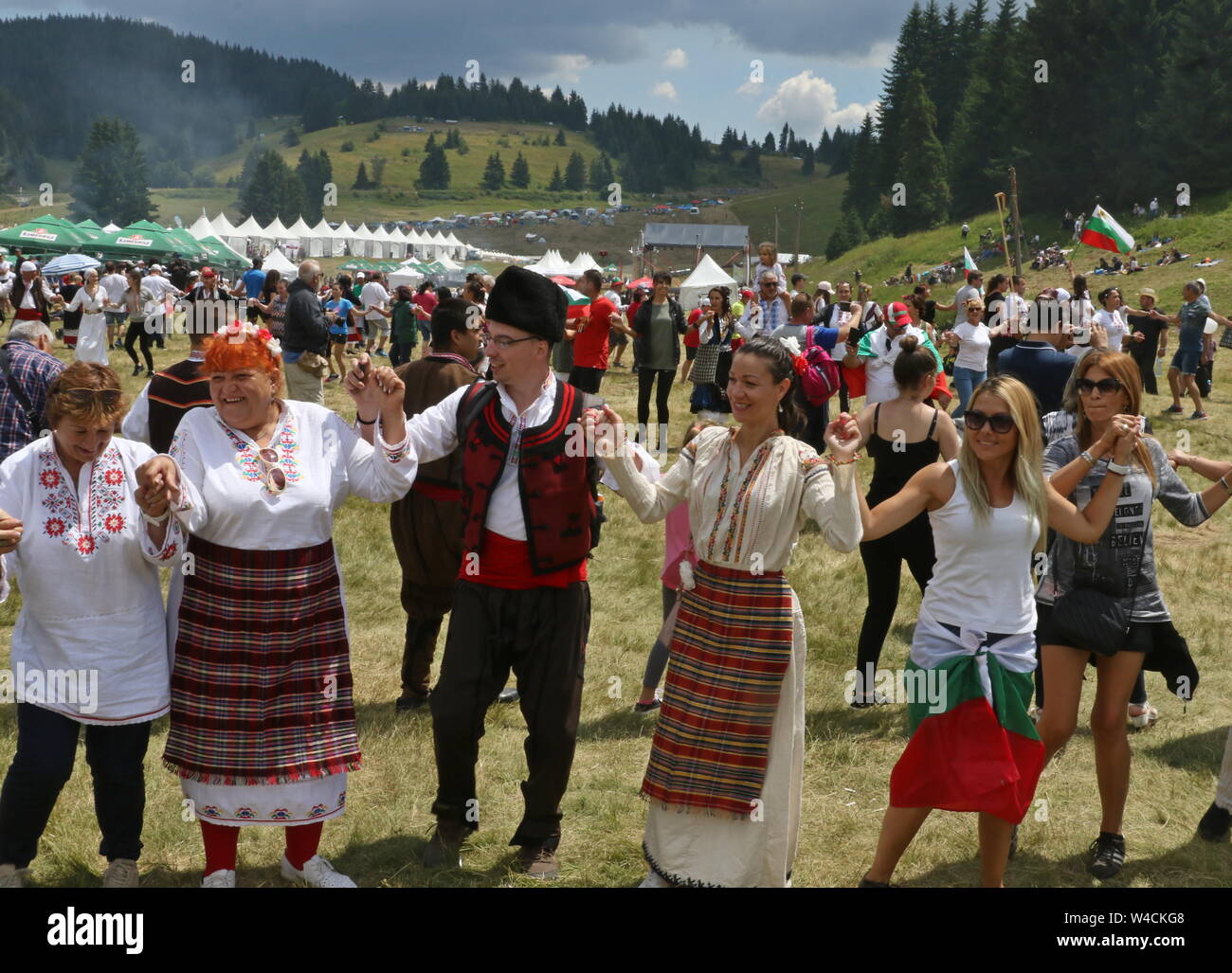 Rozhen, Bulgaria - July 19, 2019: People in traditional folk costume of ...