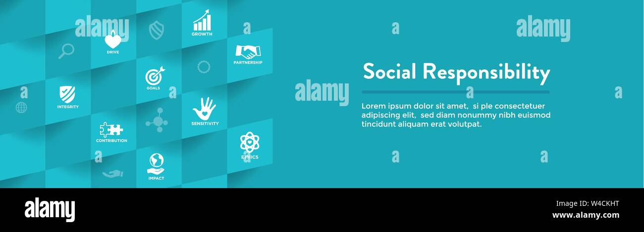 CSR-Corporate Social Responsibility Outline Icon Set and Web Header ...