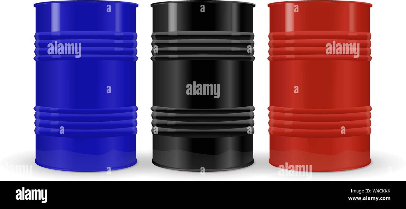 Metal barrels without labels. Colored collection Stock Vector Image ...