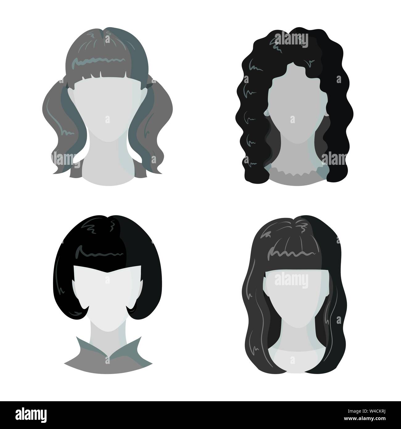 Vector illustration of character and profile logo. Set of character and ...