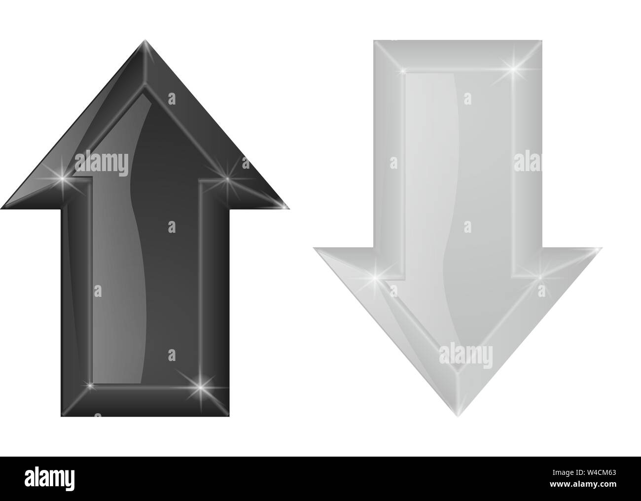 Black and white 3d arrows. Up and down Stock Vector Image & Art - Alamy
