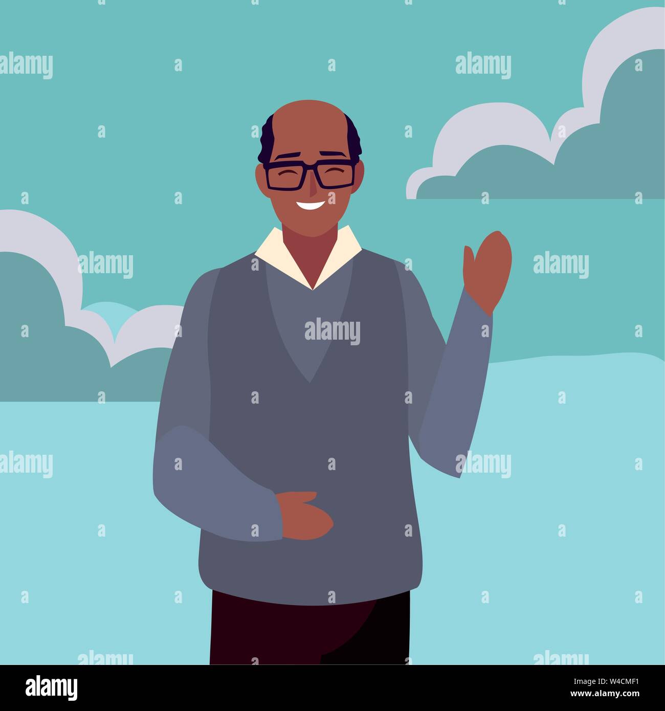 grandfather character family member outdoors vector illustration Stock ...