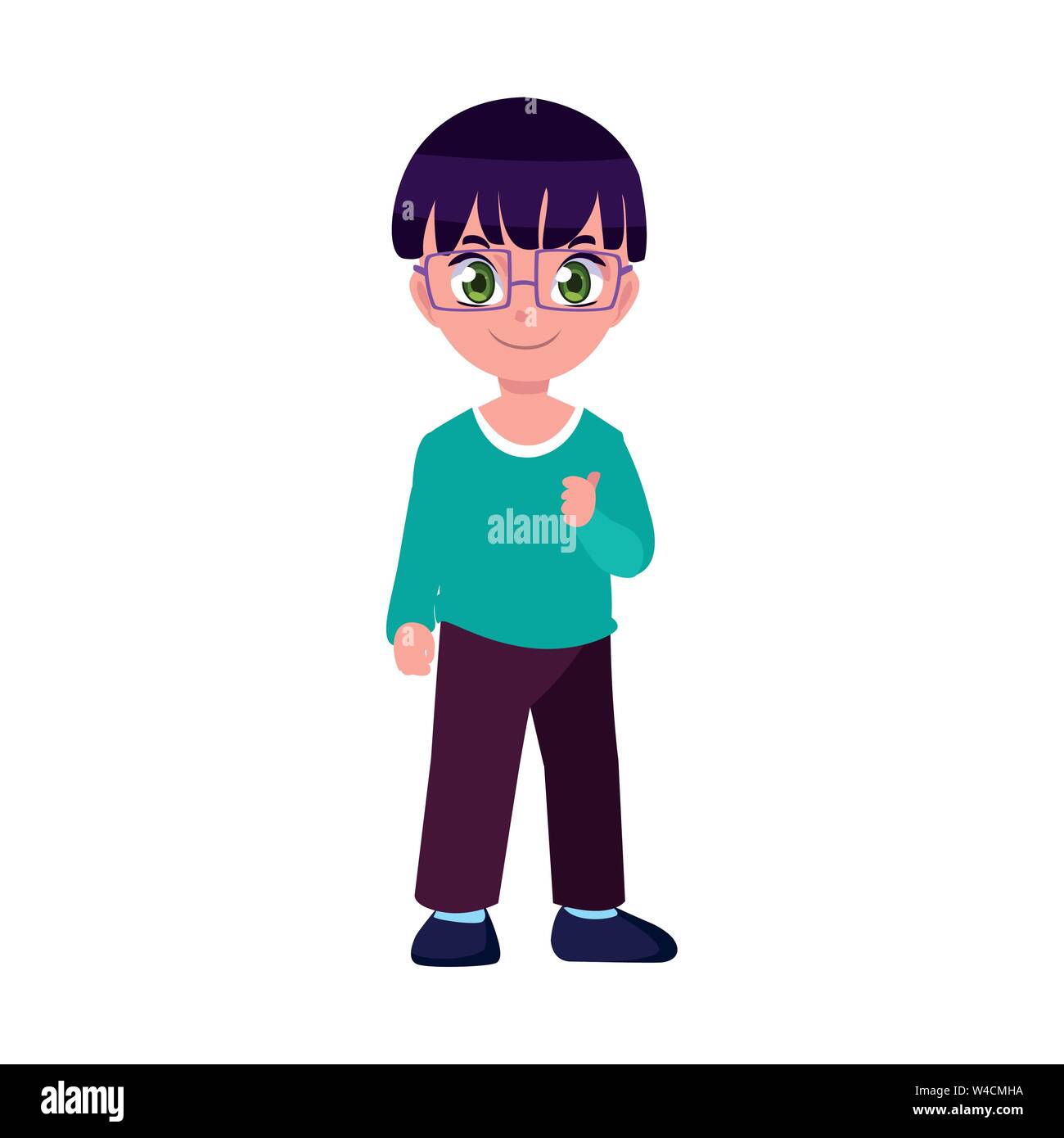young boy happy character standing vector illustration Stock Vector ...