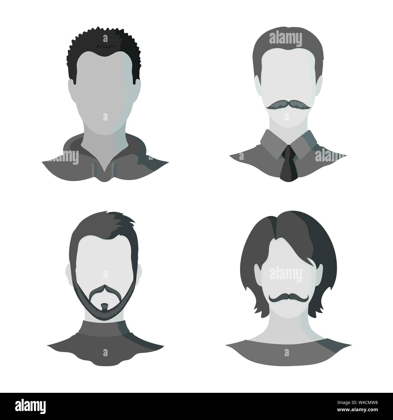 Vector illustration of character and profile symbol. Collection of ...