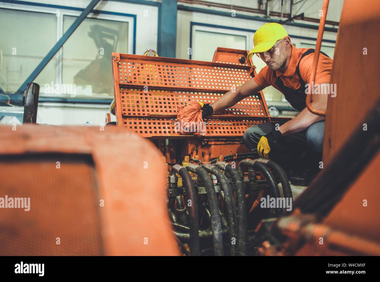 Excavator Pneumatic Issue. Caucasian Professional Heavy Equipment ...