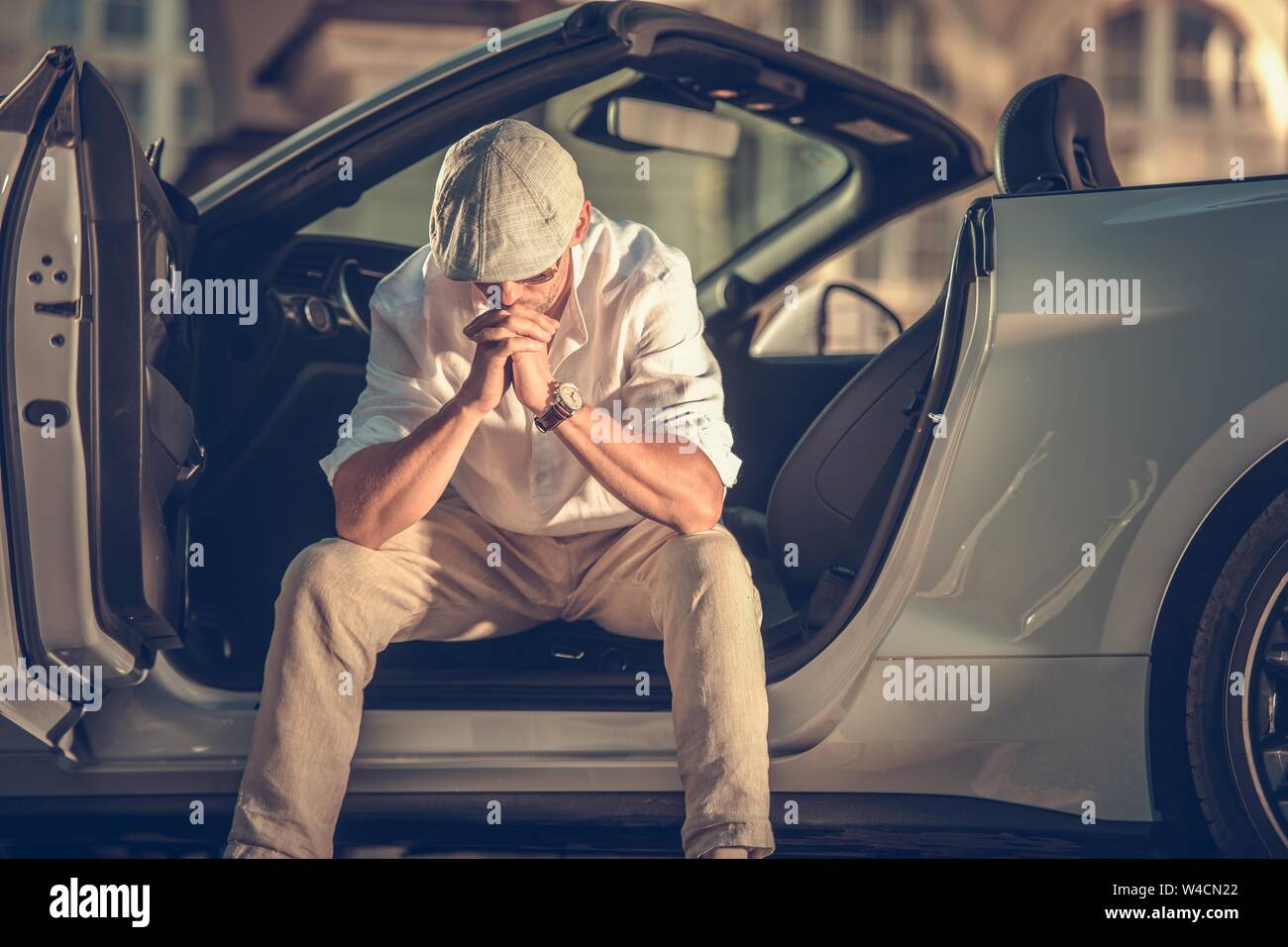 Rich and Successful Problem. Caucasian Men Mentally Devastated Seating ...