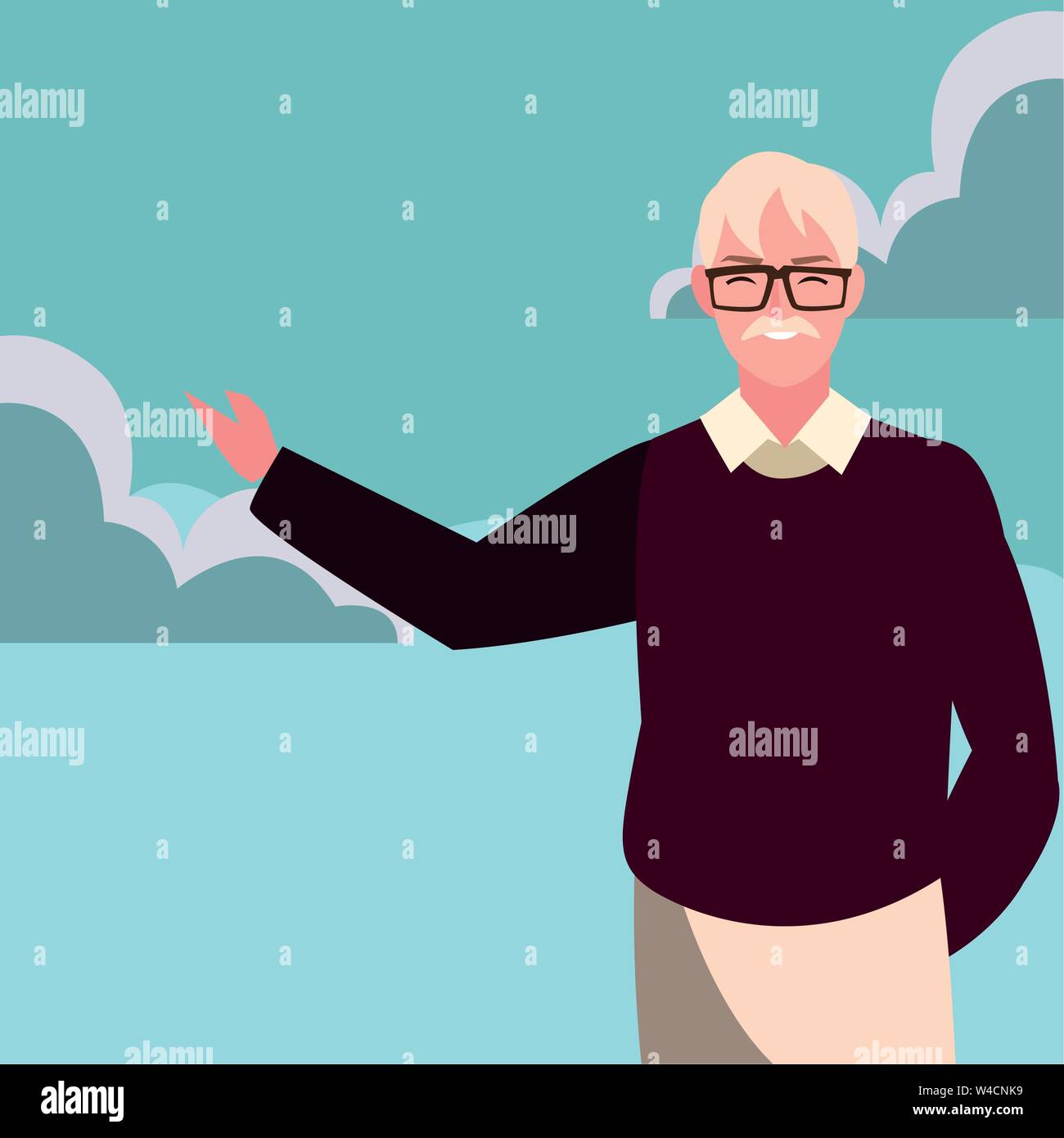 grandfather character family member outdoors vector illustration Stock ...