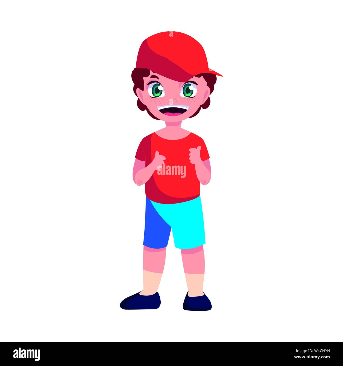 young boy happy character standing vector illustration Stock Vector ...