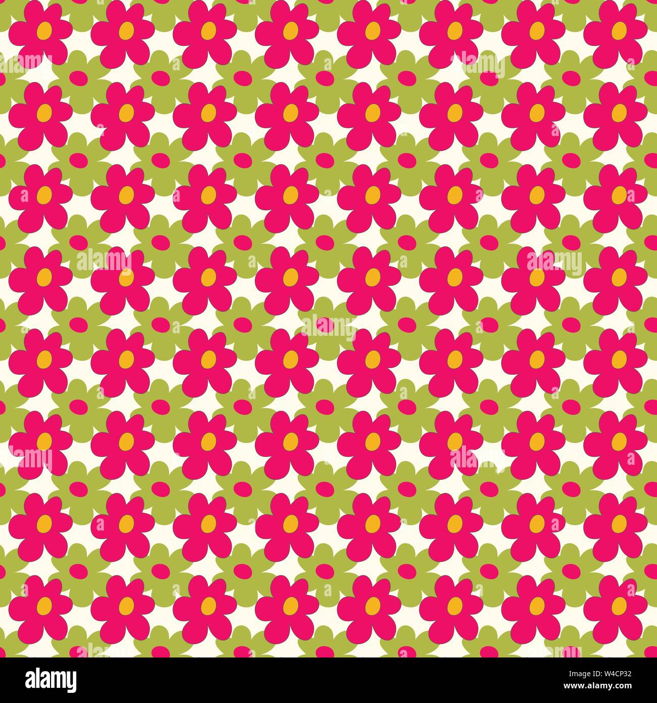 pink and green flowers on a light background seamless pattern vector ...