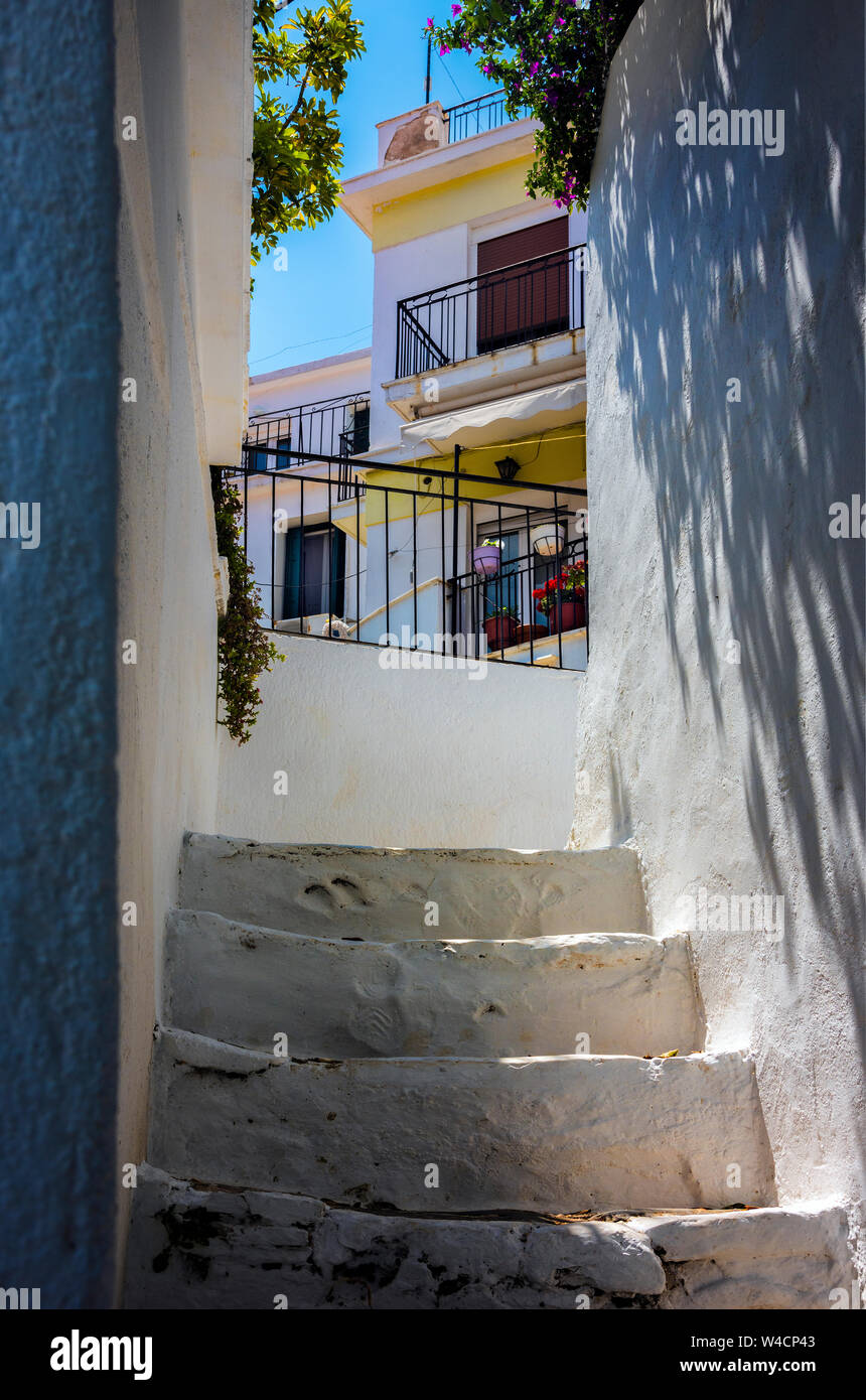 A Stepped Passageway in Skopelos Town, Northern Sporades Greece Stock ...