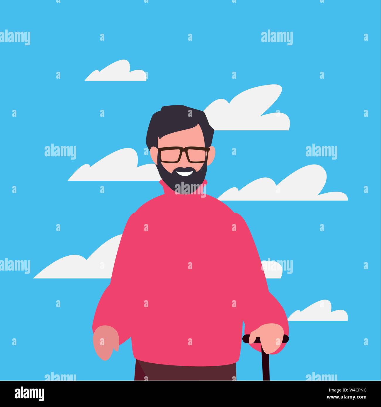 grandfather character family member outdoors vector illustration Stock ...