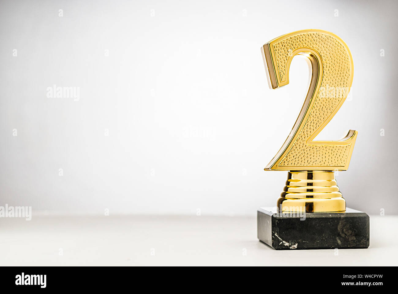 2nd place Runners Up gold trophy in the form of a metallic number one ...