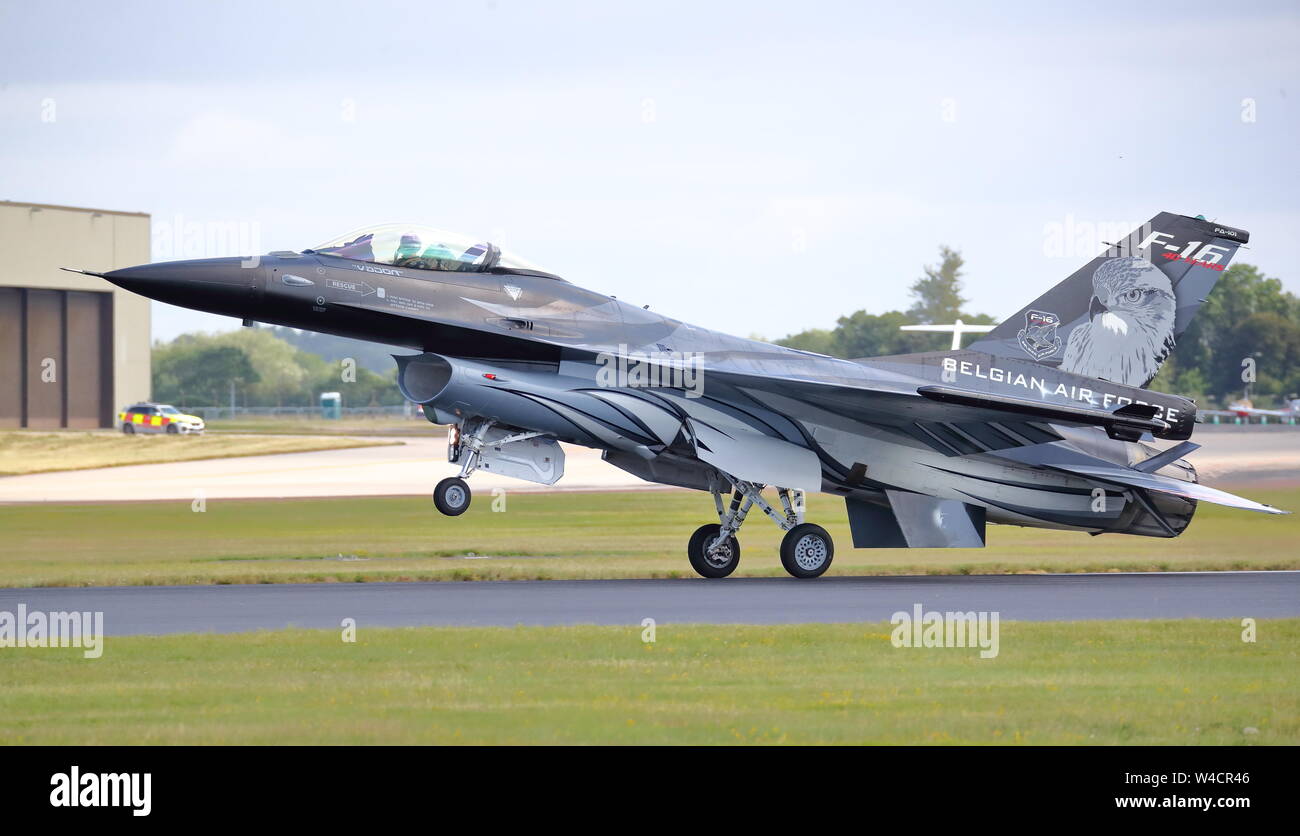 Belgian General Dynamics F-16 Dark Falcon Solo Display landing at the ...