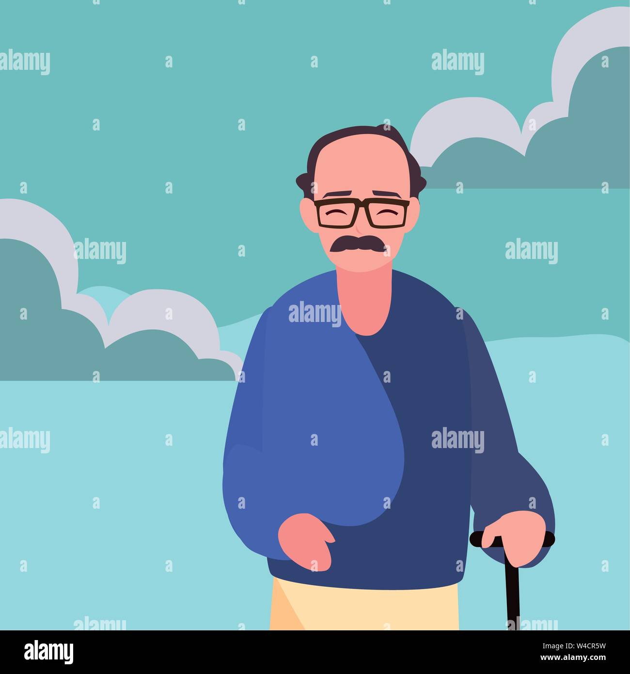 grandfather character family member outdoors vector illustration Stock ...