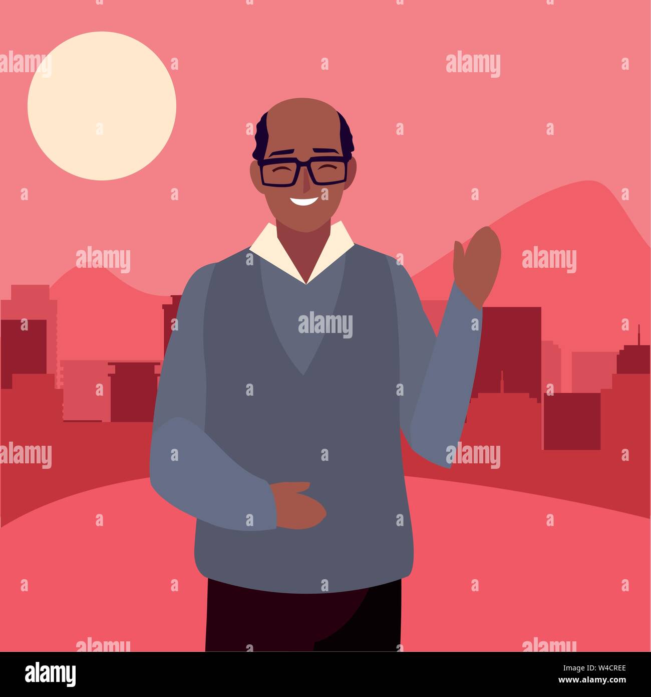 grandfather character portrait outdoors design vector illustration ...