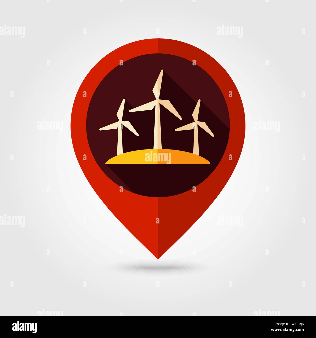 Windmill flat vector pin map icon. Map pointer. Map markers ...