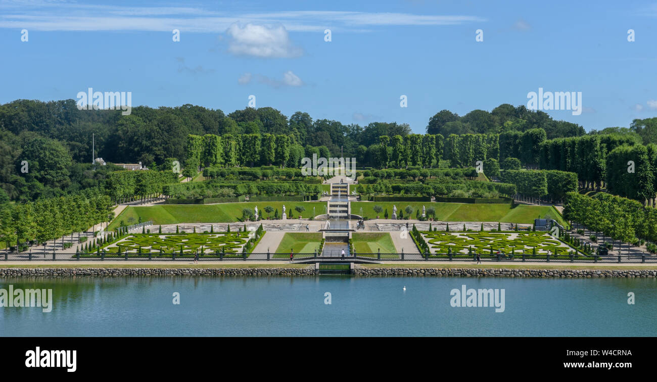Hillerod, Denmark - 28 June 2019: garden of Frederiksborg castle at ...