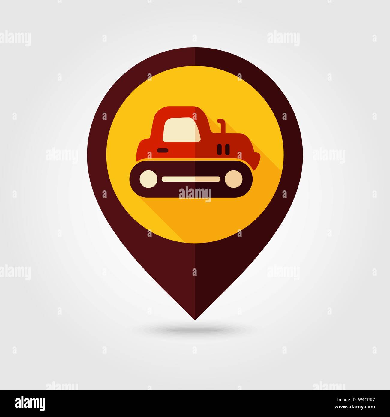 Tractor crawler flat vector pin map icon. Map pointer. Map markers ...