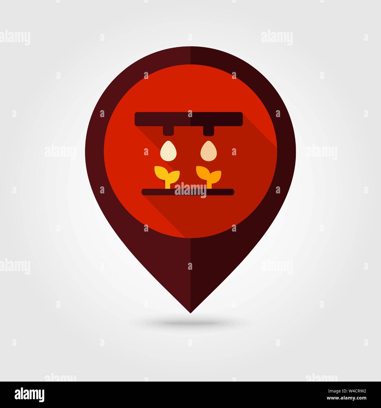 Drip irrigation system flat vector pin map icon. Map pointer. Map ...