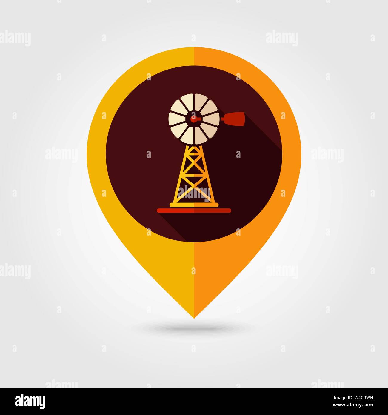 Wind pump flat vector pin map icon. Map pointer. Map markers ...